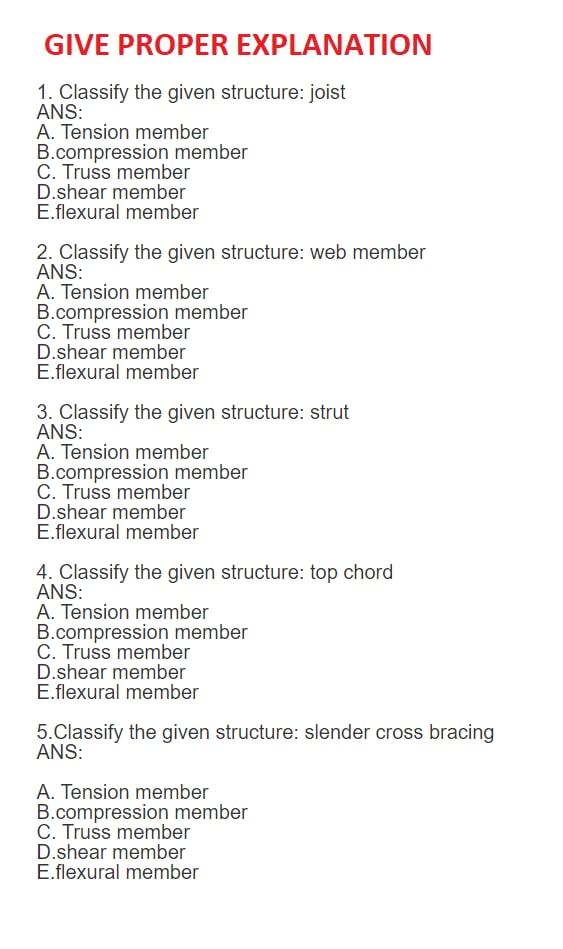 Solved give explanation of all 5. dont give random answers. | Chegg.com