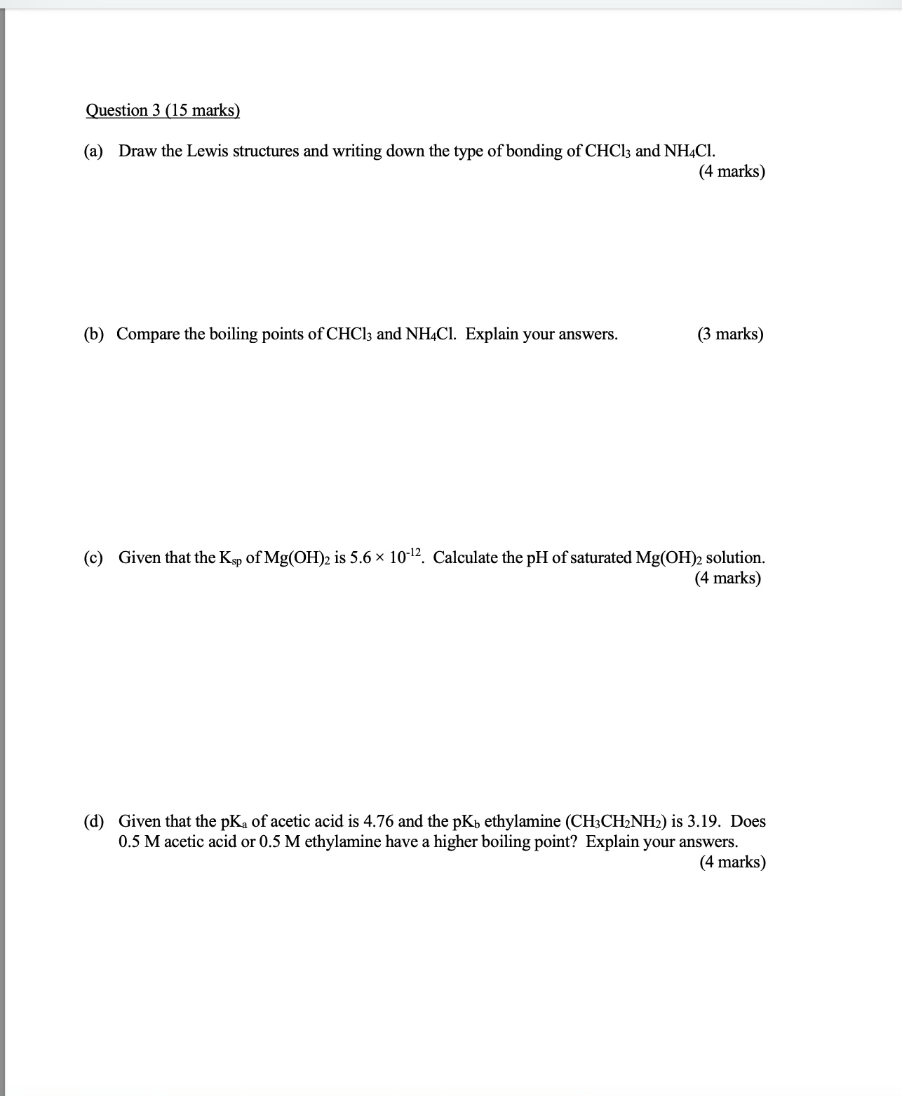 Solved Question 3 (15 ﻿marks)(a) ﻿Draw the Lewis structures | Chegg.com