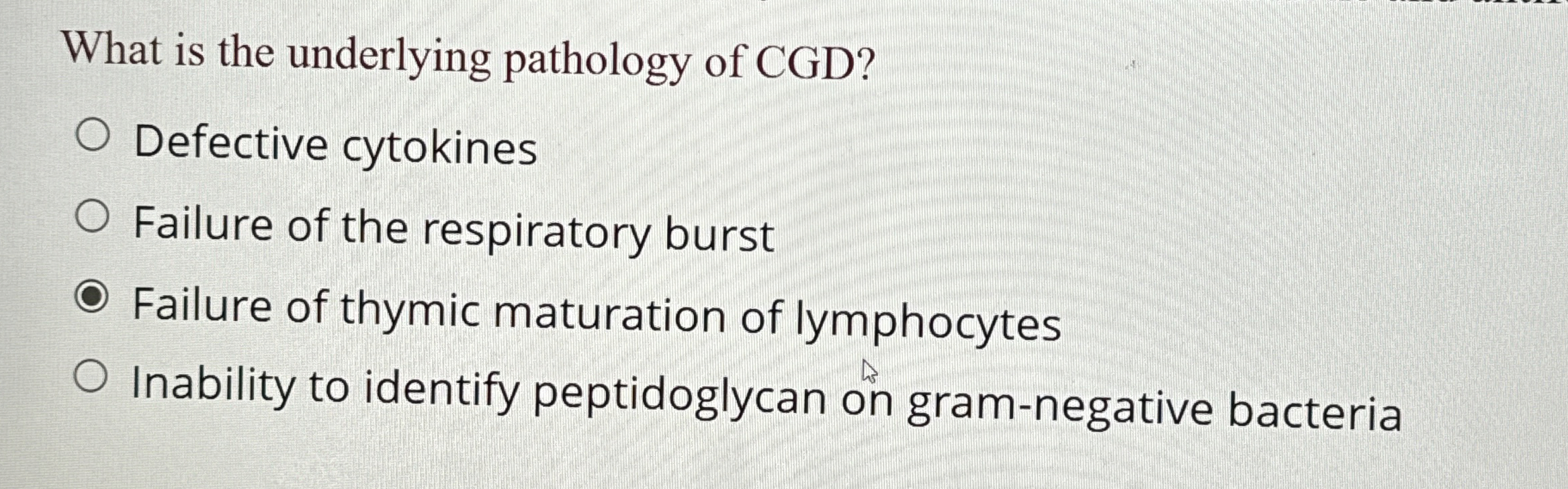 Solved What is the underlying pathology of CGD?Defective | Chegg.com