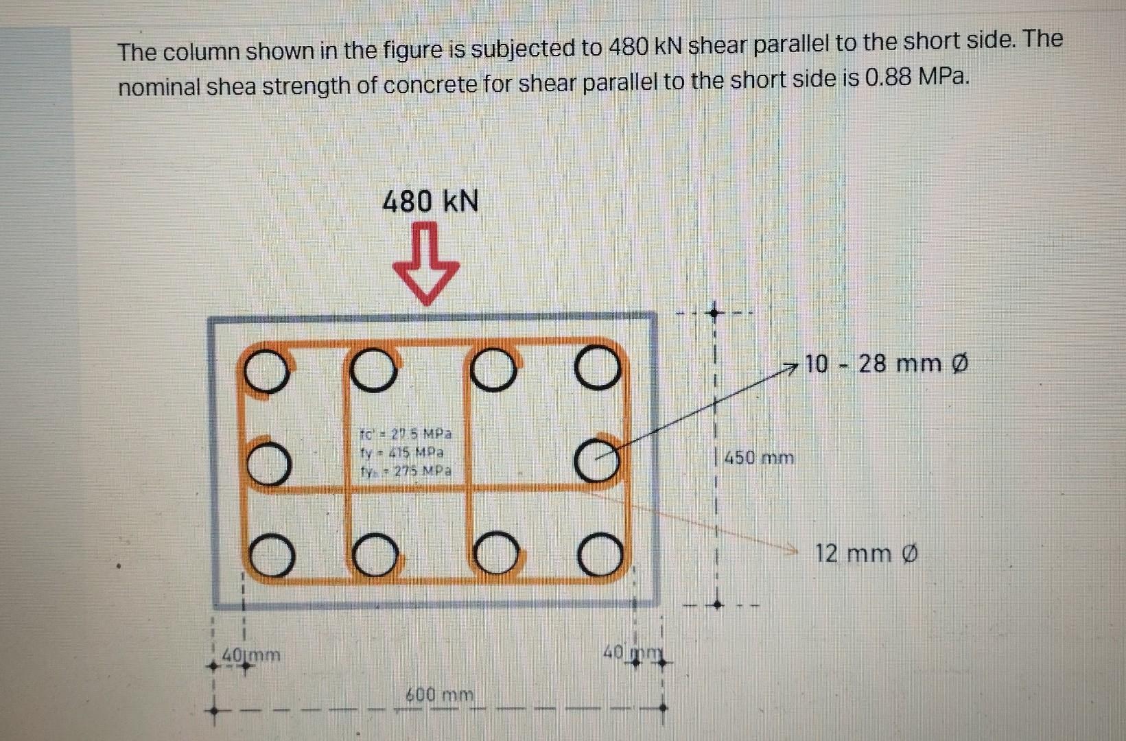 Solved The column shown in the figure is subjected to 480 kN | Chegg.com