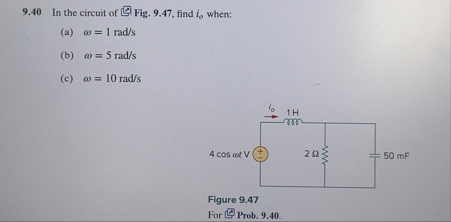 Solved 9.40 ﻿In the circuit of Fig. 9.47, ﻿find io | Chegg.com
