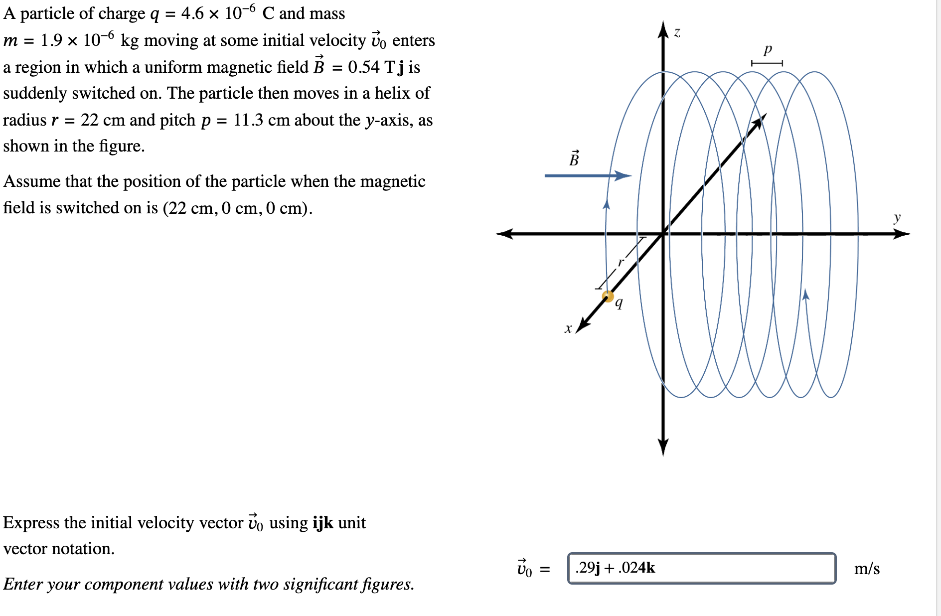 Solved A particle of ﻿charge q=4.6×10-6C ﻿and mass | Chegg.com