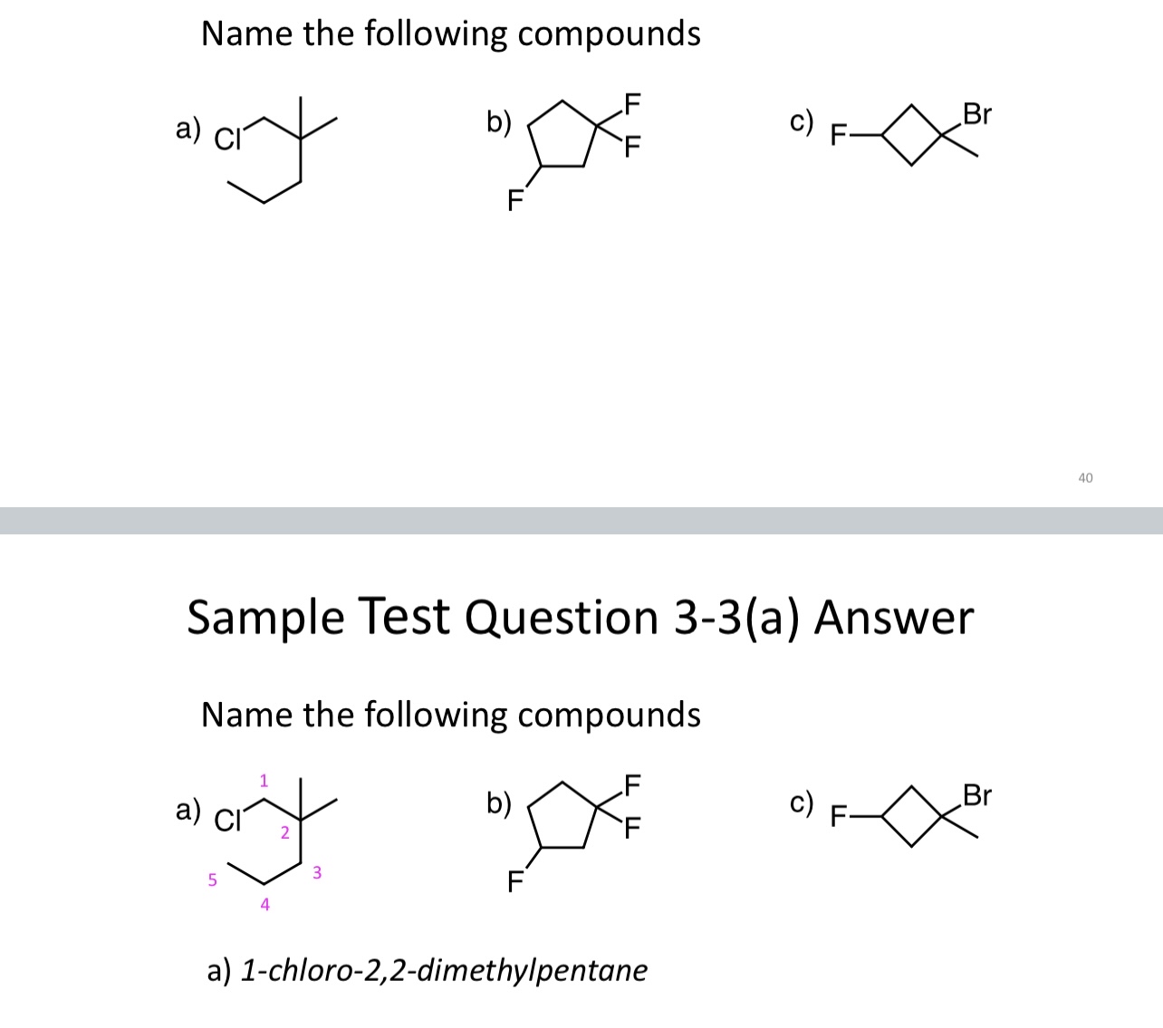 Solved Name the following compoundsa)c)40Name the following | Chegg.com