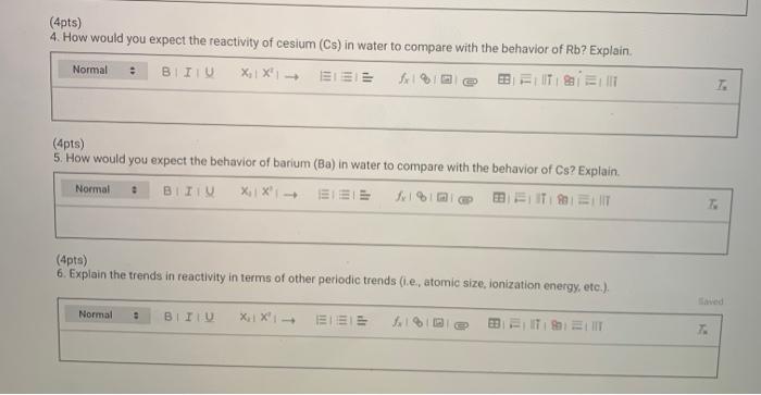 Solved (4pts) 1. Would you expect the freshly exposed | Chegg.com