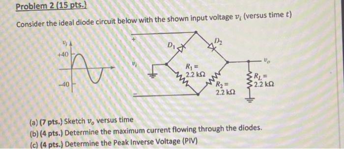 Solved Consider the ideal diode circuit below with the shown | Chegg.com Solved Consider the ideal diode circuit below with the shown | Chegg.com