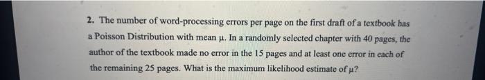 Solved 2. The number of word-processing errors per page on | Chegg.com