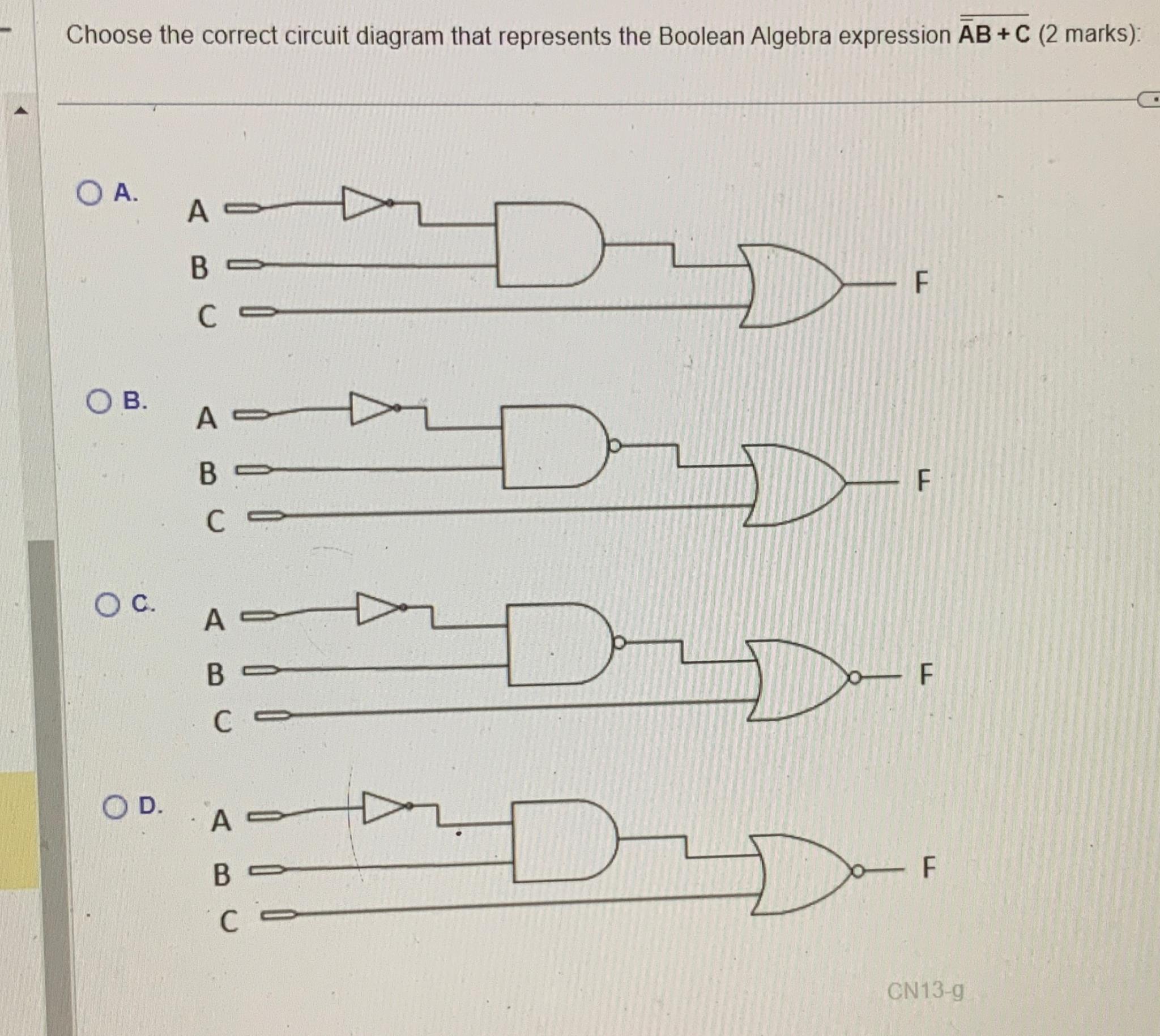 Solved Choose the correct circuit diagram that represents | Chegg.com