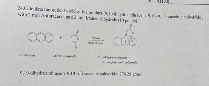 Solved 24.Calculate theoretical yield of the product | Chegg.com