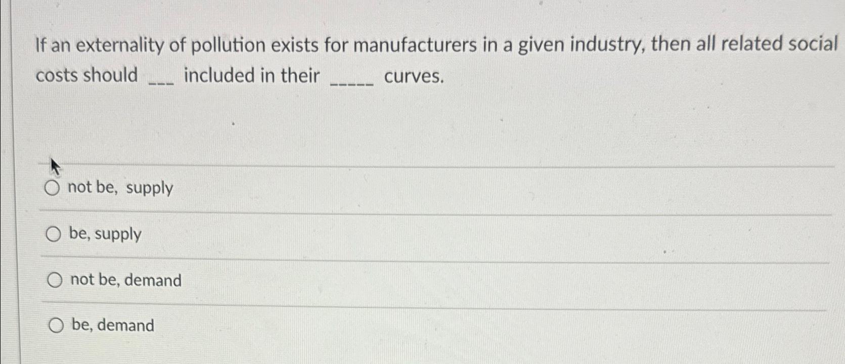 Solved If an externality of pollution exists for | Chegg.com