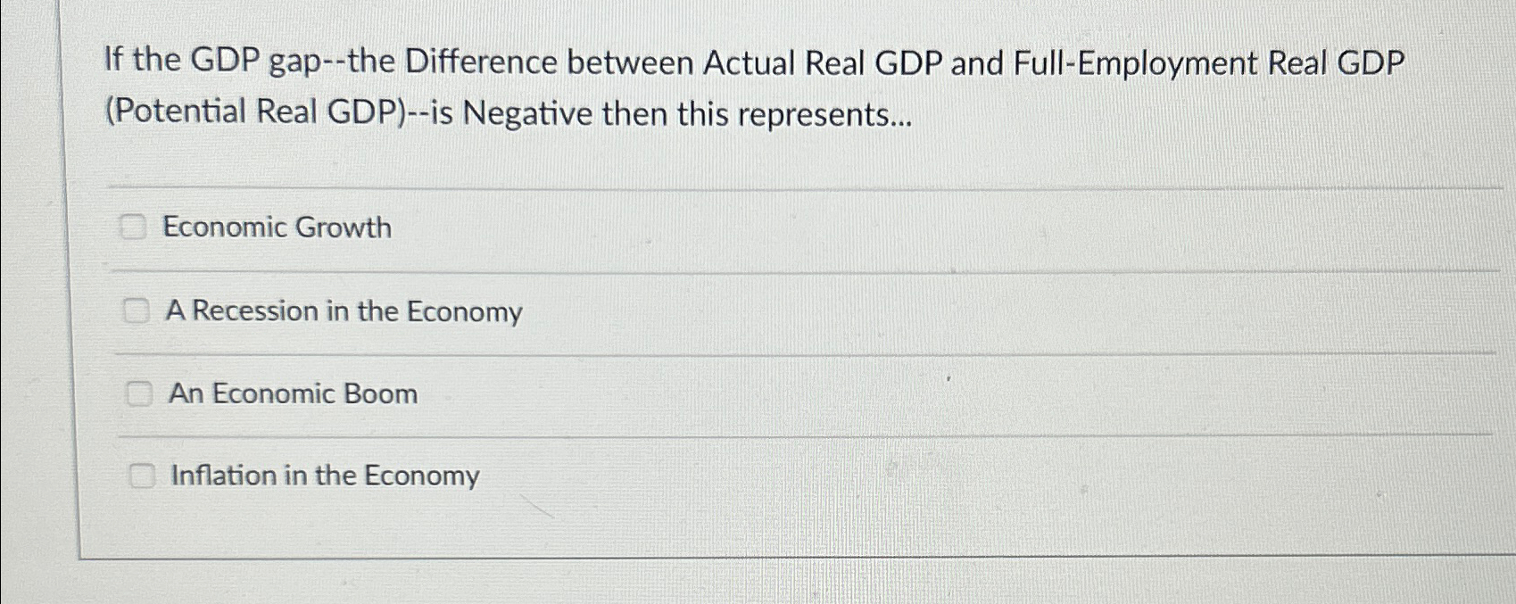 Solved If the GDP gap--the Difference between Actual Real | Chegg.com
