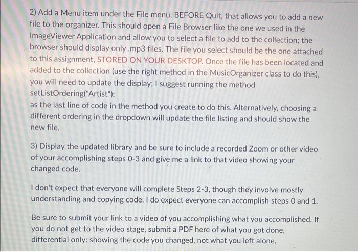 Solved 2) Add a Menu item under the File menu, BEFORE Quit, | Chegg.com