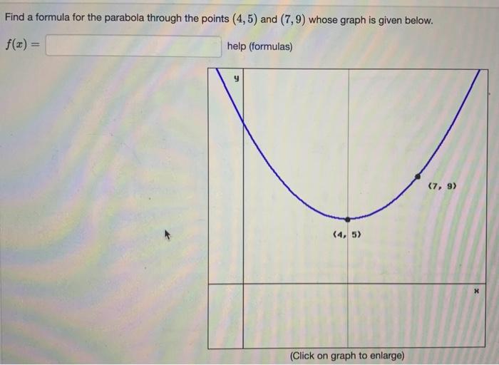 Solved Find a formula for the parabola through the points | Chegg.com