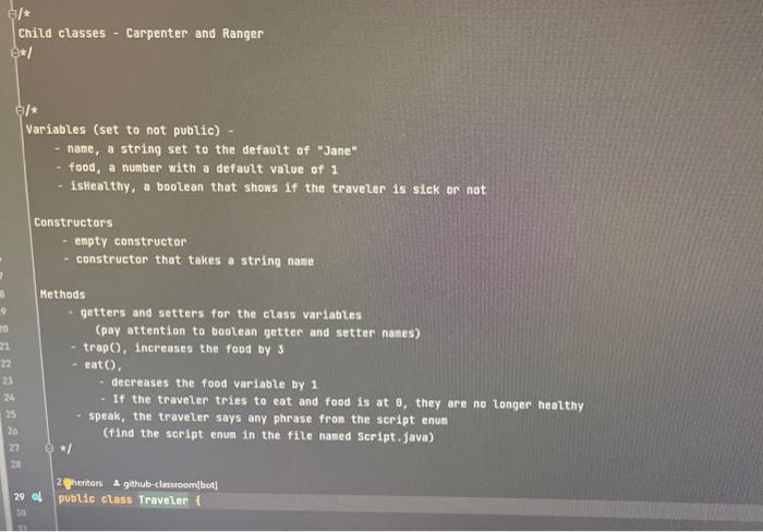 Solved ild classes - Carpenter and Ranger lariables (set to | Chegg.com