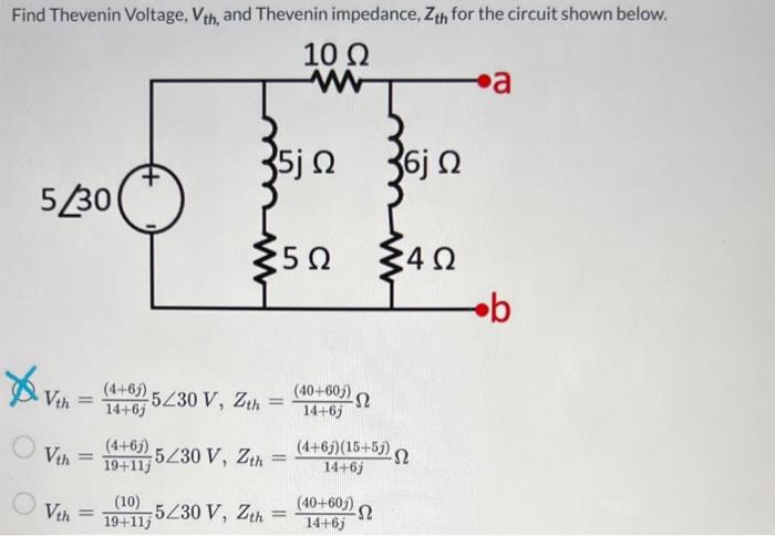 Solved Find Thevenin Voltage, Vth, and Thevenin impedance, | Chegg.com
