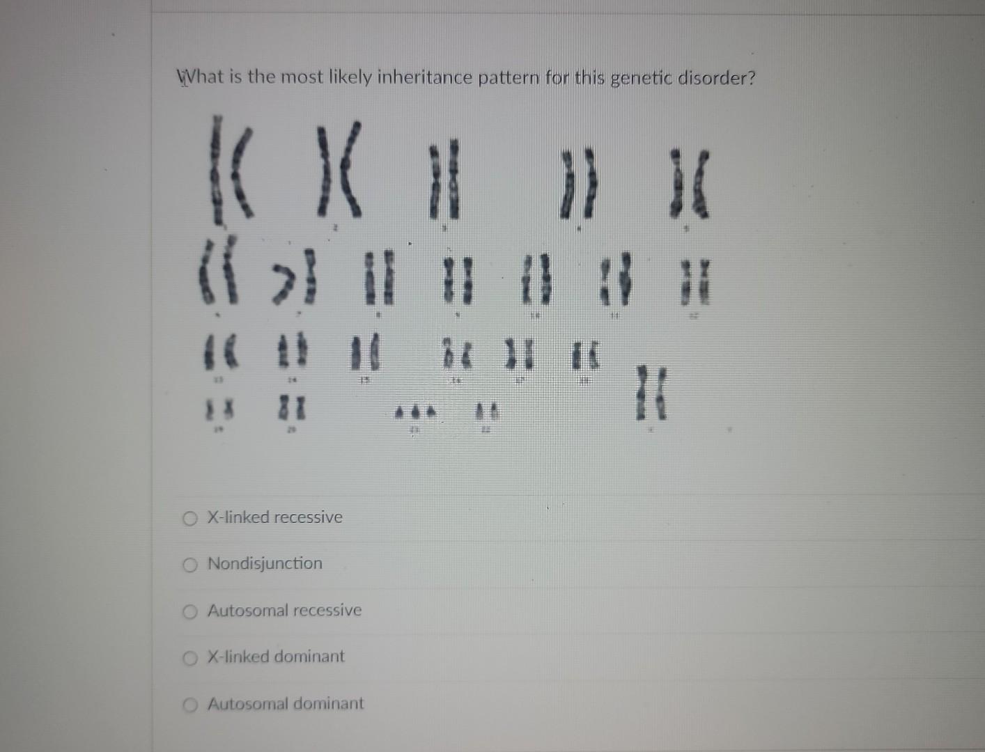 Solved What is the most likely inheritance pattern for this | Chegg.com