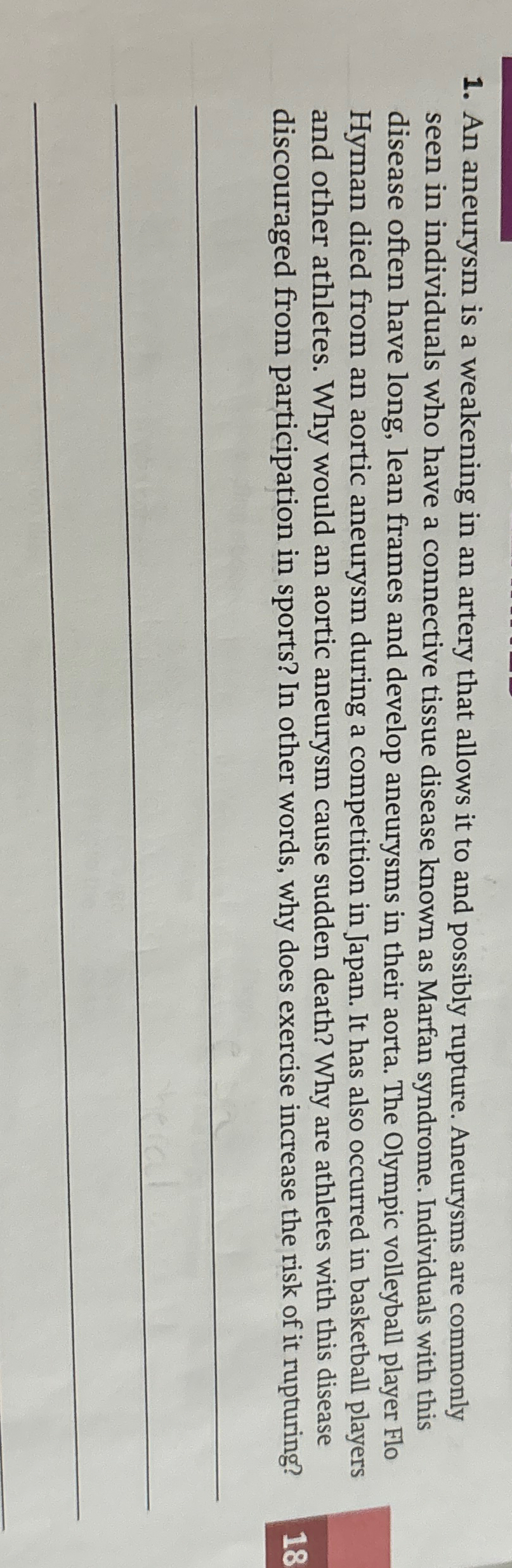 Solved An aneurysm is a weakening in an artery that allows | Chegg.com