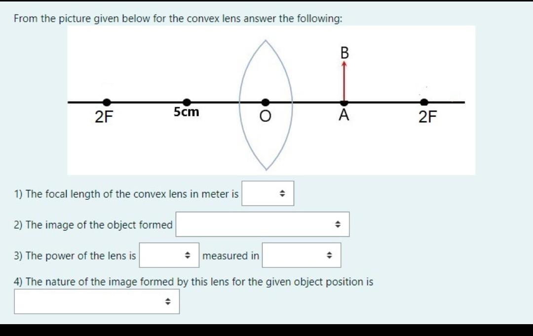 Solved From the picture given below for the convex lens | Chegg.com