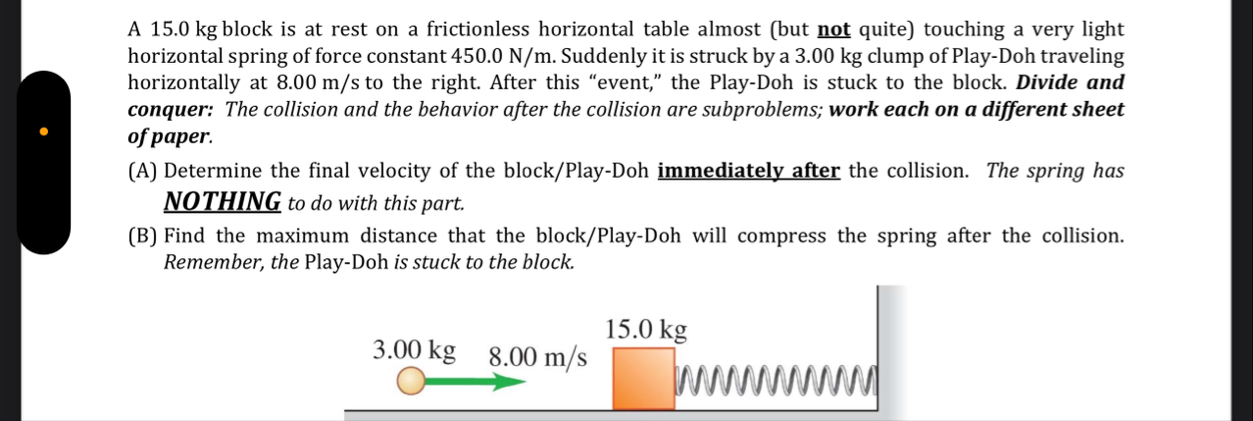 Solved A 15.0 ﻿kg block is at rest on a frictionless | Chegg.com