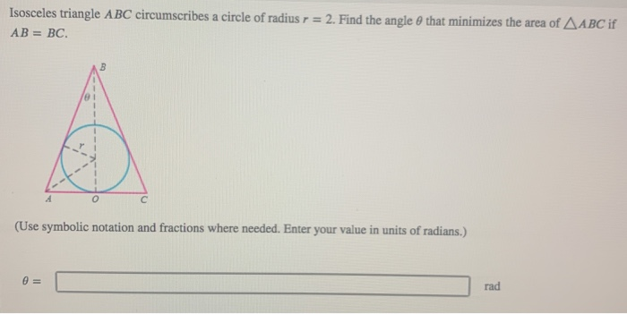 Solved Isosceles triangle ABC circumscribes a circle of | Chegg.com
