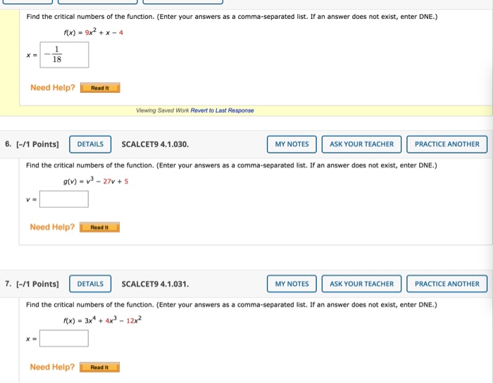 Solved Find The Critical Numbers Of The Function Enter Chegg