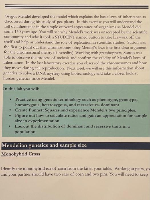 Solved Gregor Mendel developed the model which explains the | Chegg.com