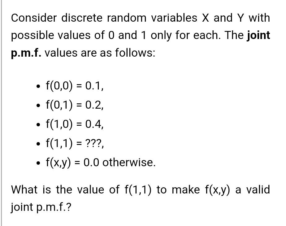Solved Consider discrete random variables X and Y with | Chegg.com