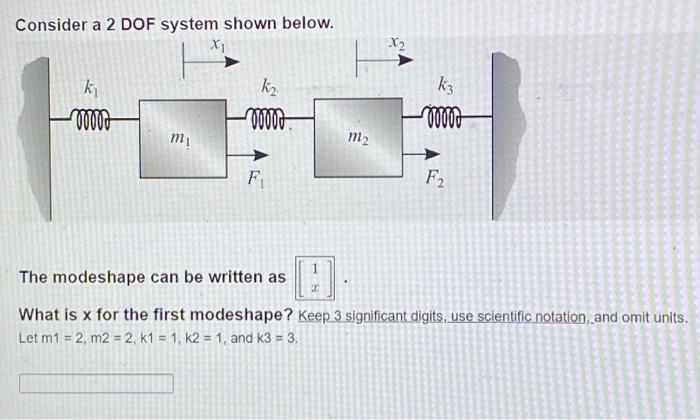 Solved Consider a 2 DOF system shown below. The modeshape | Chegg.com
