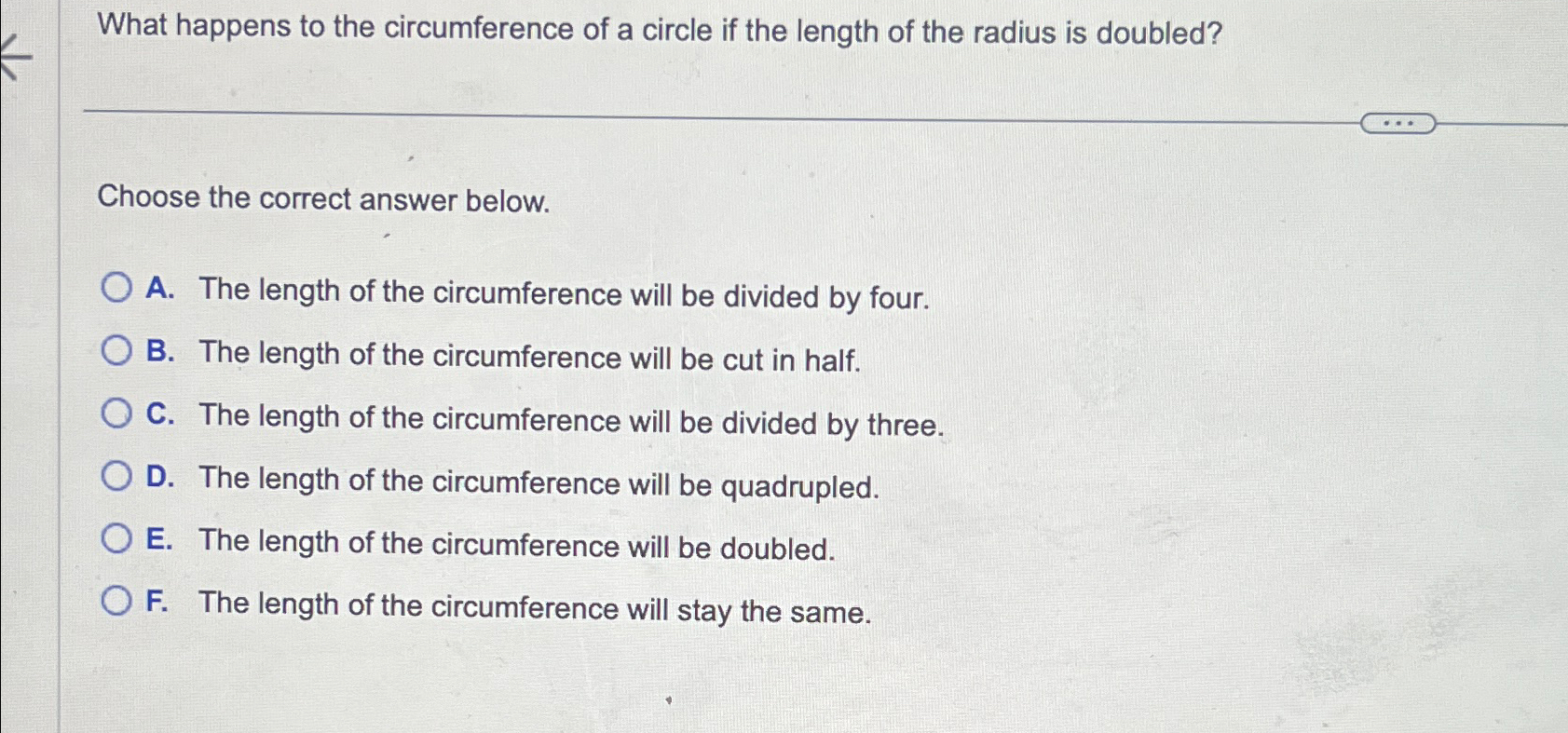 Solved What happens to the circumference of a circle if the | Chegg.com
