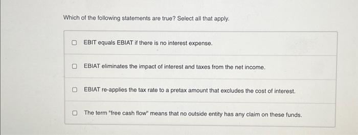 Solved Which of the following statements are true? Select | Chegg.com