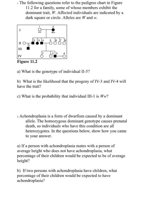 Solved 1. The following questions refer to the pedigree | Chegg.com