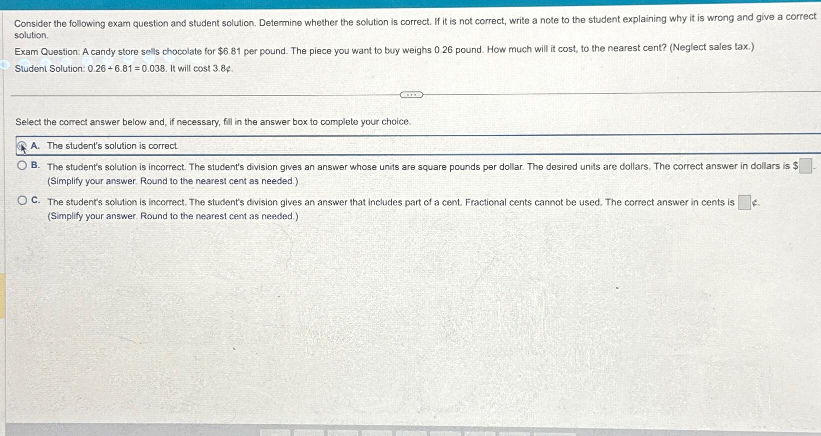 Solved Consider the following exam question and student | Chegg.com