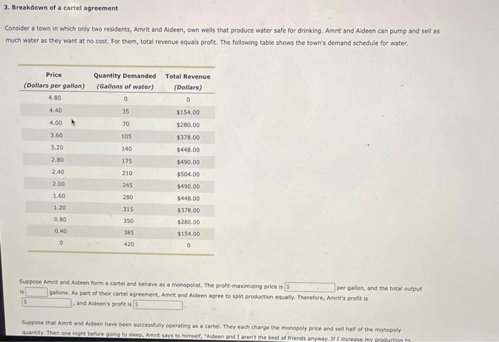 3. Breakdown of a cartel agreement Consider a town in | Chegg.com