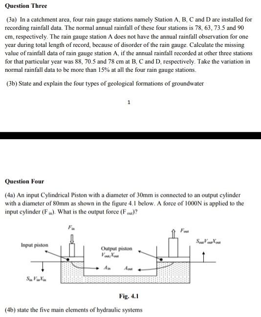 Solved Question Three (3a) In a catchment area, four rain | Chegg.com