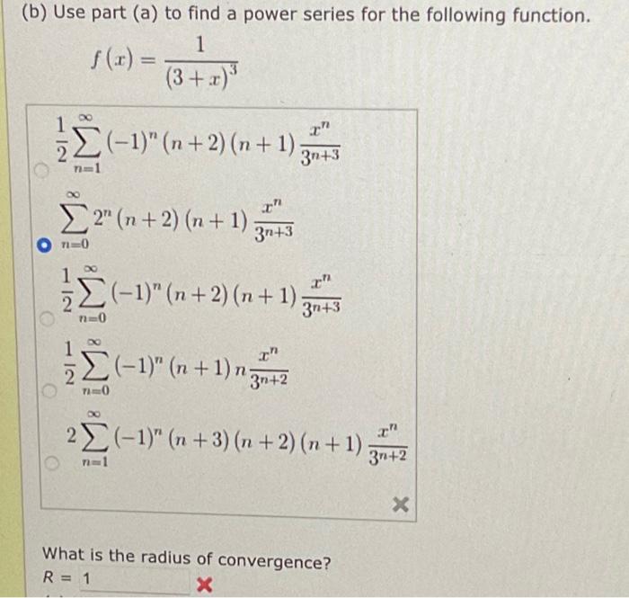 Solved (b) Use part (a) to find a power series for the | Chegg.com
