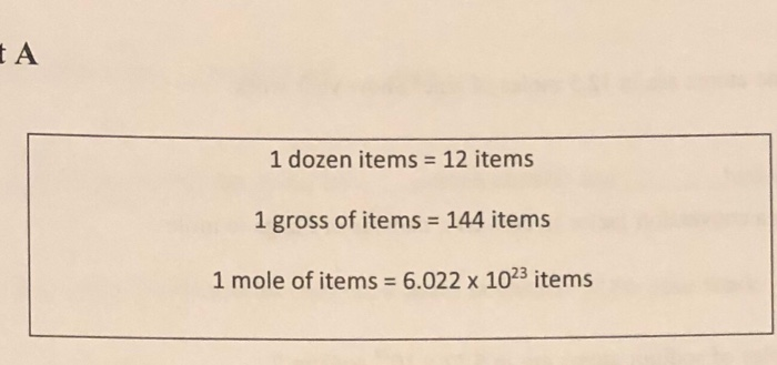 Solved LA 1 dozen items = 12 items 1 gross of items = 144 | Chegg.com