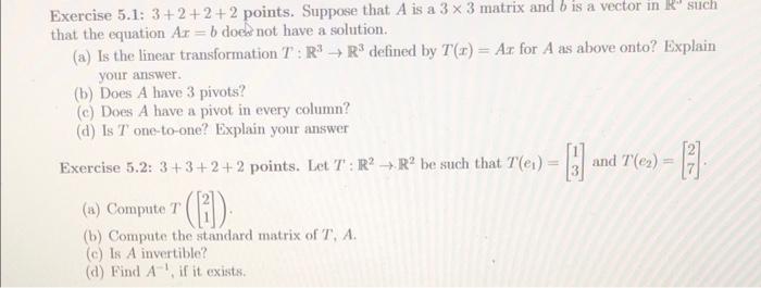 Solved Exercise 5.1: 3+2+2+2 points. Suppose that A is a 3×3 | Chegg.com