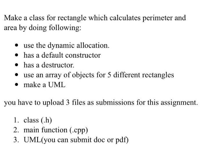 Solved Make a class for rectangle which calculates perimeter | Chegg.com