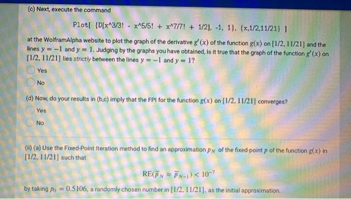 Fixed Point Iteration All Numerical Results Should