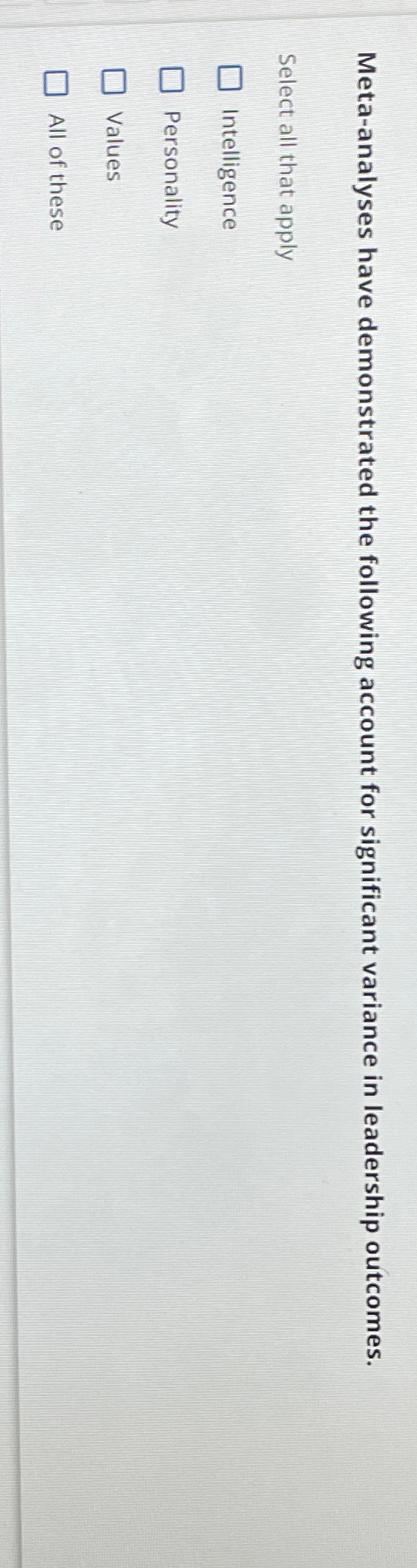 Solved Meta-analyses have demonstrated the following account | Chegg.com