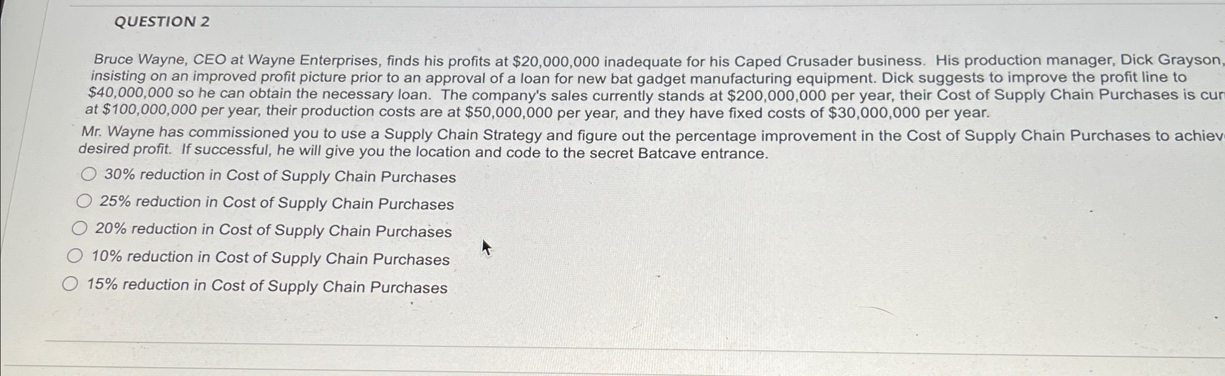 Solved QUESTION 2Bruce Wayne, CEO at Wayne Enterprises, | Chegg.com