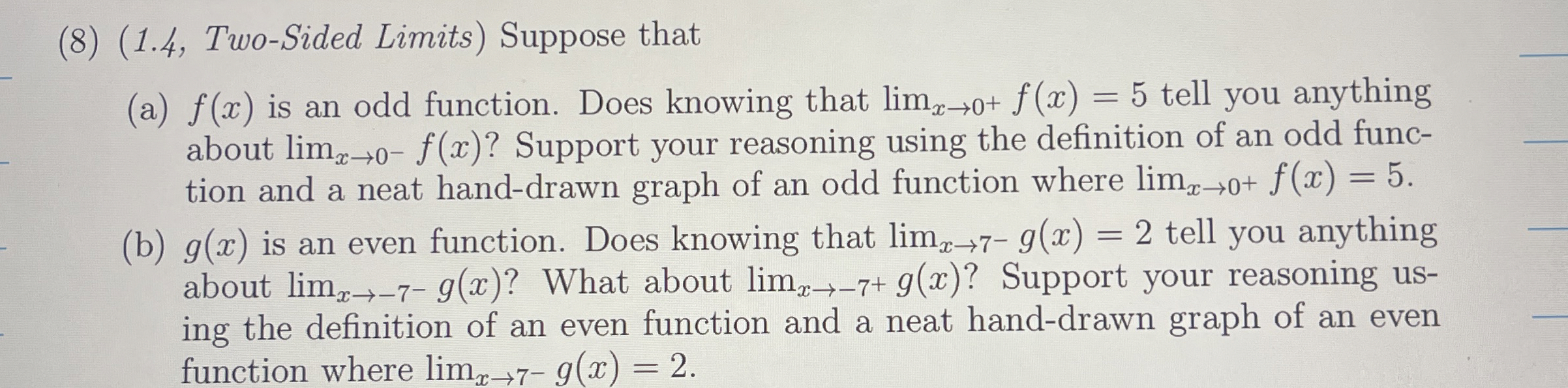 Solved (8) (1.4, ﻿Two-Sided Limits) ﻿Suppose that(a) f(x) | Chegg.com