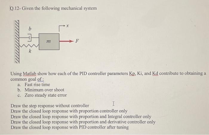 Solved Q.12-Given the following mechanical system Using | Chegg.com