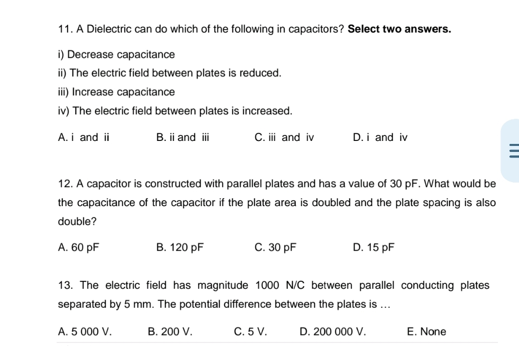 Solved A Dielectric can do which of the following in | Chegg.com