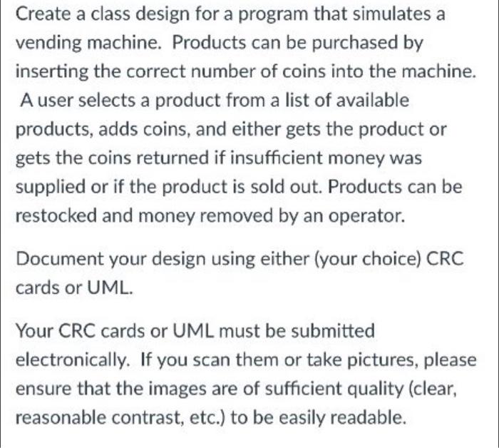 Solved Create A Class Design For A Program That Simulates A 9159
