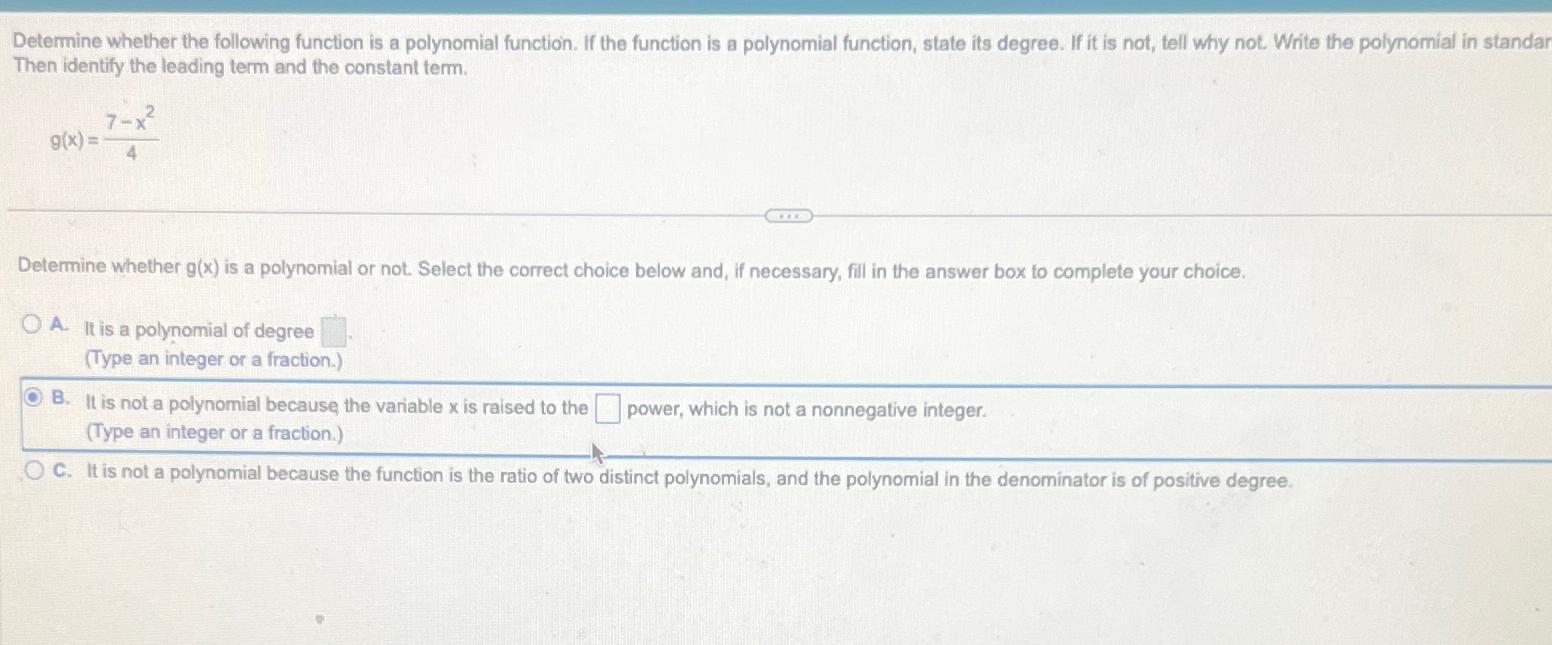 Solved Determine whether the following function is a | Chegg.com