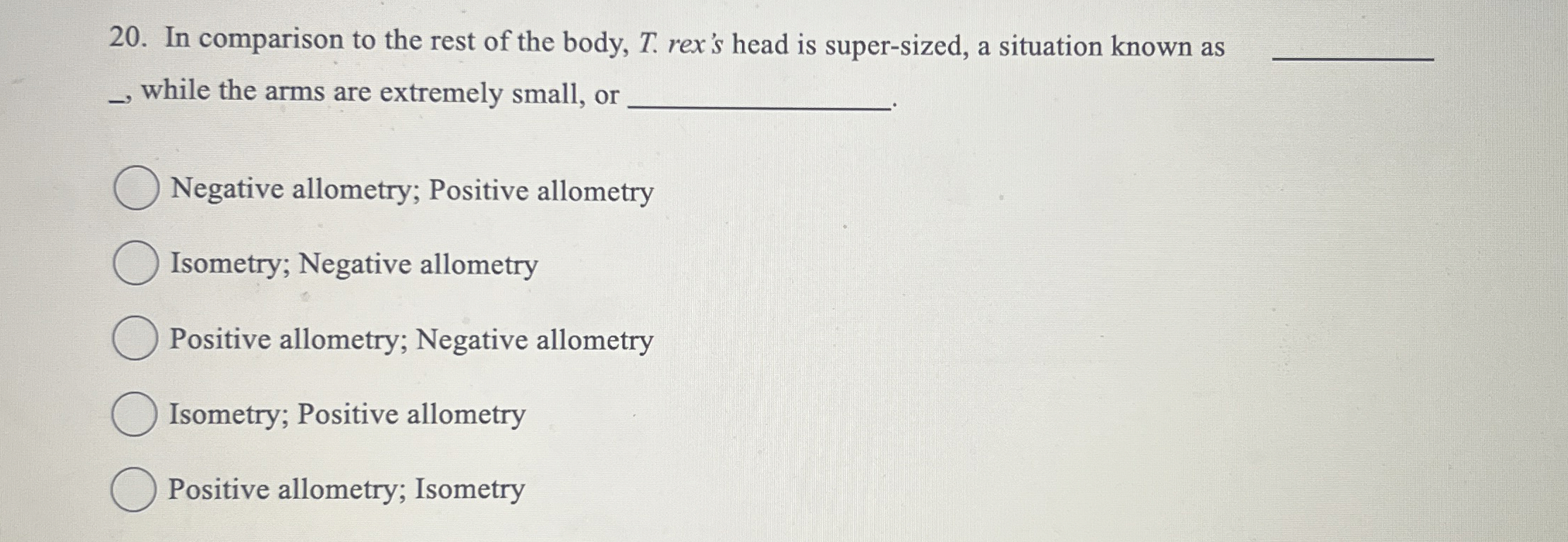 Solved In comparison to the rest of the body, T. ﻿rex's head | Chegg.com
