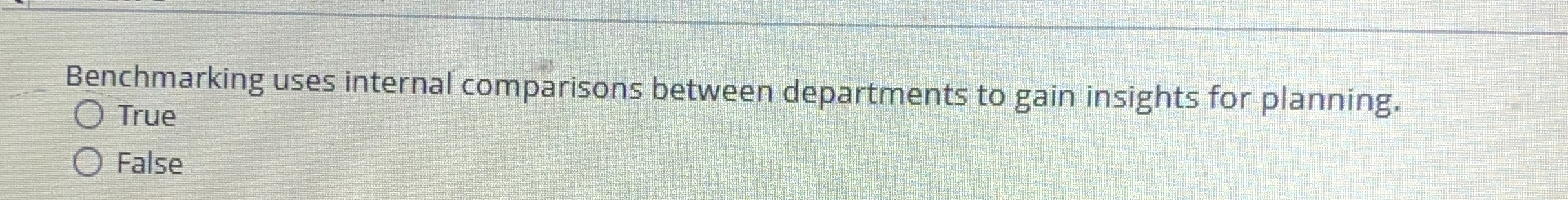 Solved Benchmarking uses internal comparisons between | Chegg.com