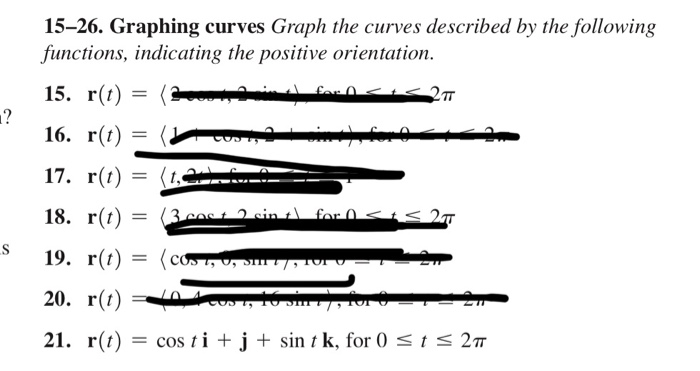 Solved 15–26. Graphing curves Graph the curves described by | Chegg.com