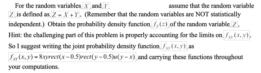 Solved For the random variables X ﻿and Y. ﻿described as | Chegg.com