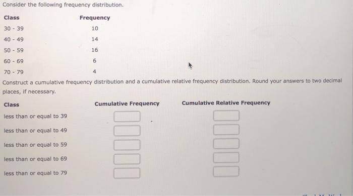 Solved Consider the following frequency distribution. Class | Chegg.com